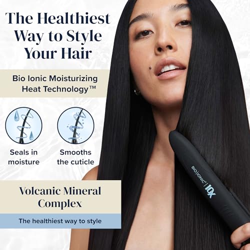 Bio Ionic 10X Styling Iron, Hair Straightener with 1" Sonic Vibrating ...