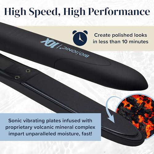 Bio Ionic 10X Styling Iron, Hair Straightener with 1" Sonic Vibrating ...